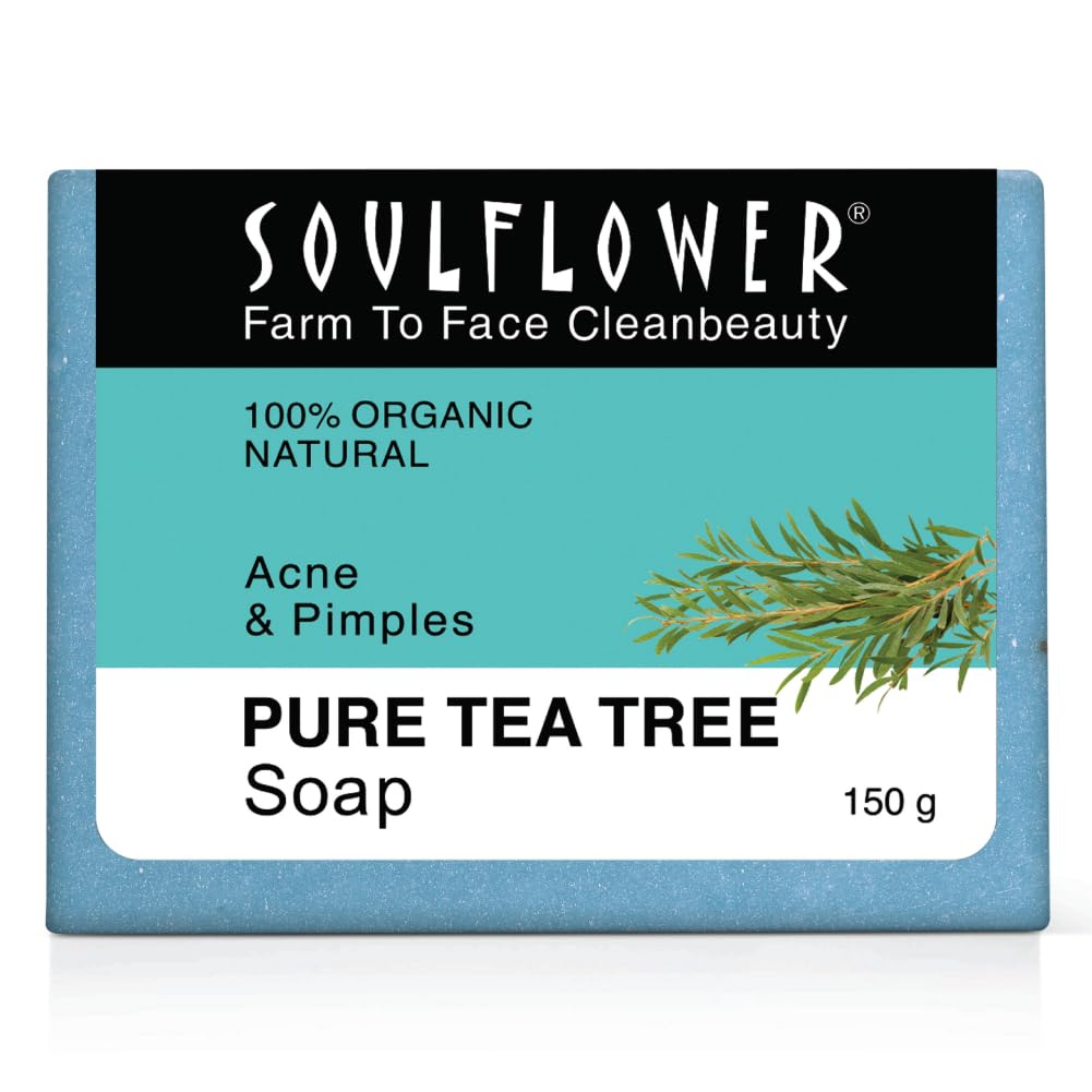 Soulflower Tea Tree Soap - 150 GM - AtoZ Indian Products